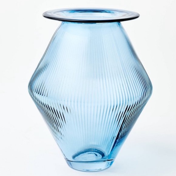 Studio McGee | Accents | Studio Mcgee Nwt Glass Fluted Angular Vase Blue | Poshmark